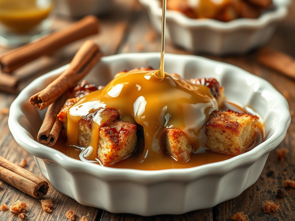 Cinnamon Bread Pudding with Vanilla Bourbon Sauce | Kitchen Moxy